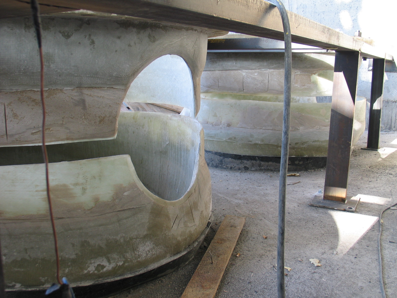 Repositioning of FRP flanges, part of the pipework of a cooling system ...